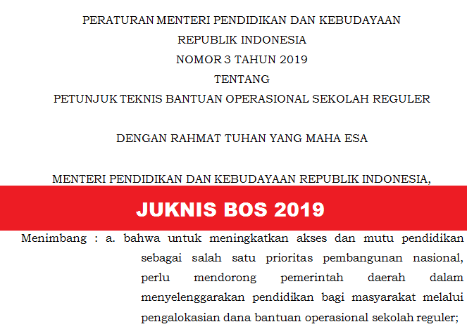 Juknis BOS 2019 Sesuai Permendikbud Nomor 3 Tahun 2019 - Biologizone