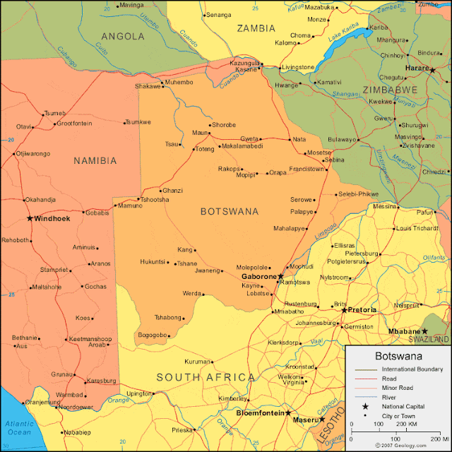 Botswana Map - Google Map