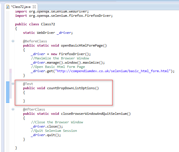 Selenium-By-Arun: 427. Using size( ) to retrieve the count of list options available in the drop ...