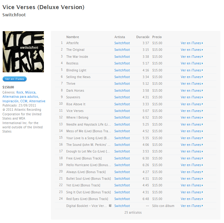 Switchfoot - Vice Verses (Deluxe Version) [iTunes Plus AAC M4A] - PSXDB ...