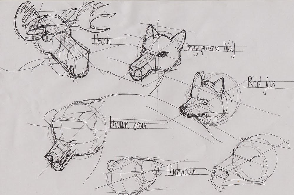 Louis learns to draw: Stuffed animal heads