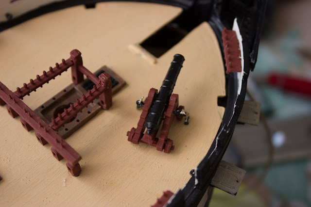 Sailing Ship Models: USS Constitution - Assembling the guns on spar deck