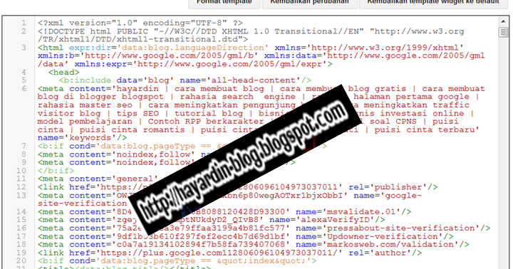 Tampilan Template Editor HTML Blogger Terbaru 2013 - HAYARDIN