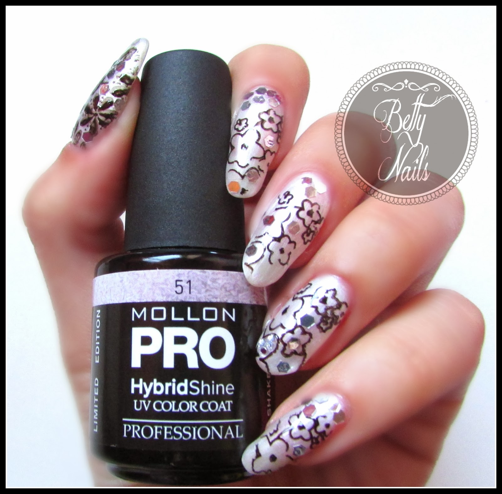 Betty Nails: Black and White Nails - Mollon Pro Hybrid Shine UV Color ...