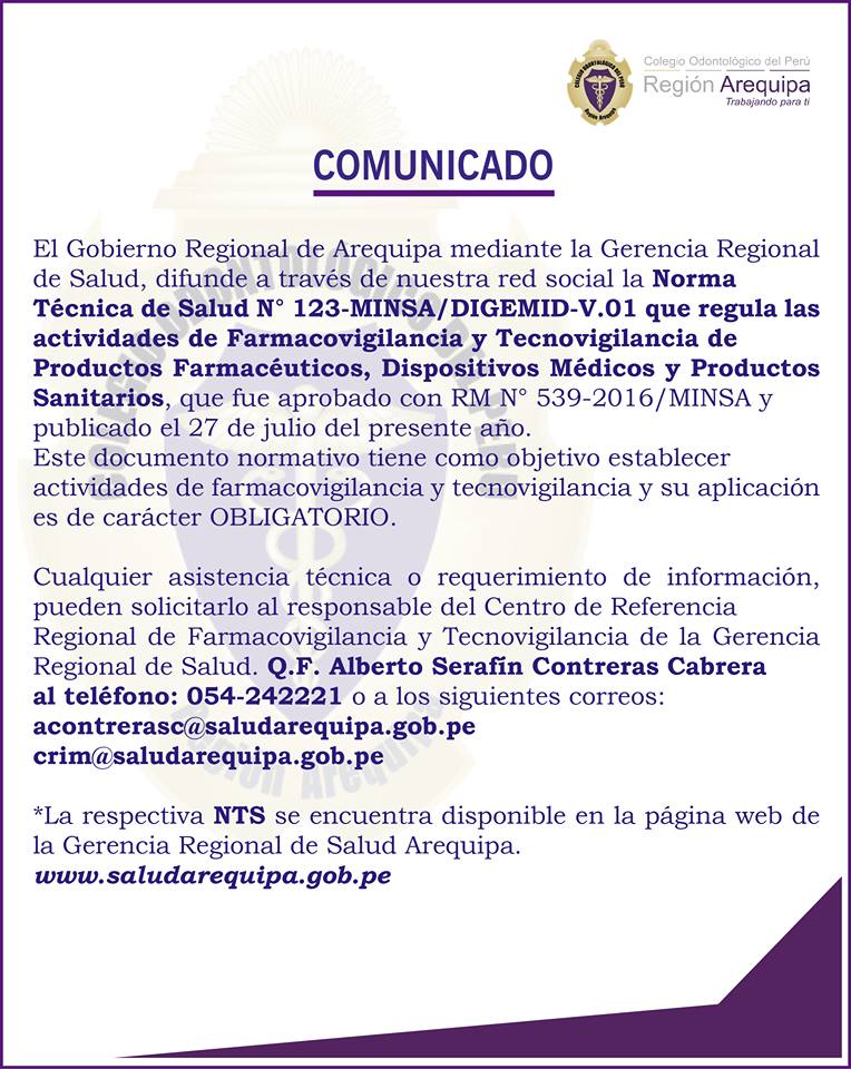 Colegio Odontológico Departamental de Arequipa : COMUNICADO - La Norma ...