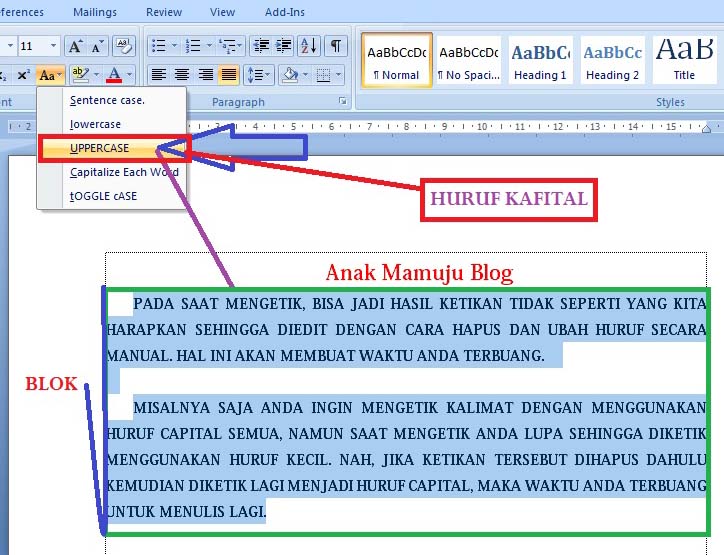 Anak Mamuju Blog: Cara Terbaik Mengatur Huruf Kapital Teks di Microsoft ...
