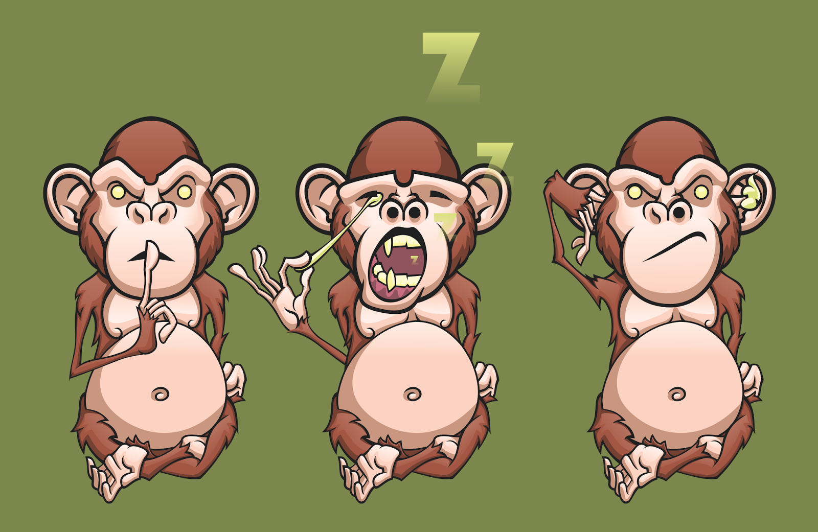 RobsonR: Criando Estampas: Os três macacos sábios