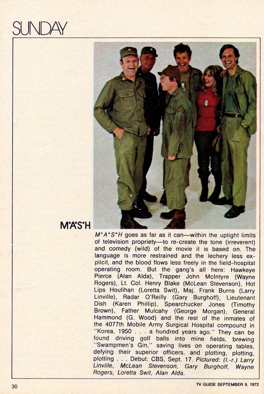 Our Favorite Show Premiered 49 Years Ago Today. “Korea 1950….A Hundred ...