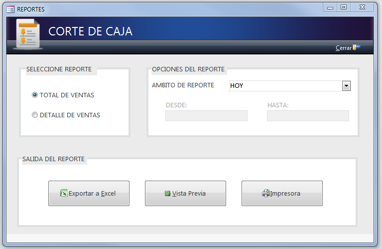 Blog y Foro de Access: Corte de Caja en Punto de Venta Access 2010 ...