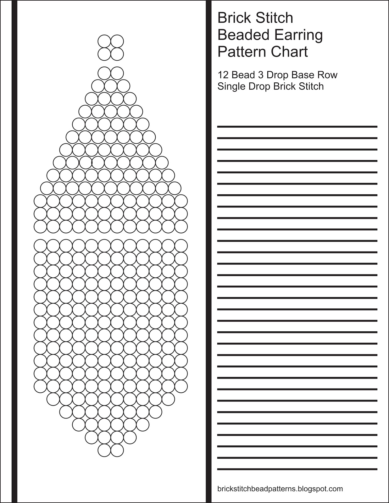 Brick Stitch Bead Patterns Journal: 12 Bead 3 Drop Base Row Blank Round ...
