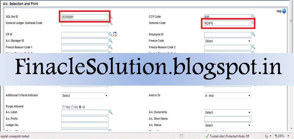 Generate BO Wise Account List in DOP Finacle