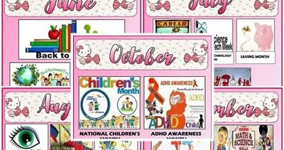Display Bulletin Boards for 2019 Monthly Celebrations (Hello Kitty Theme)