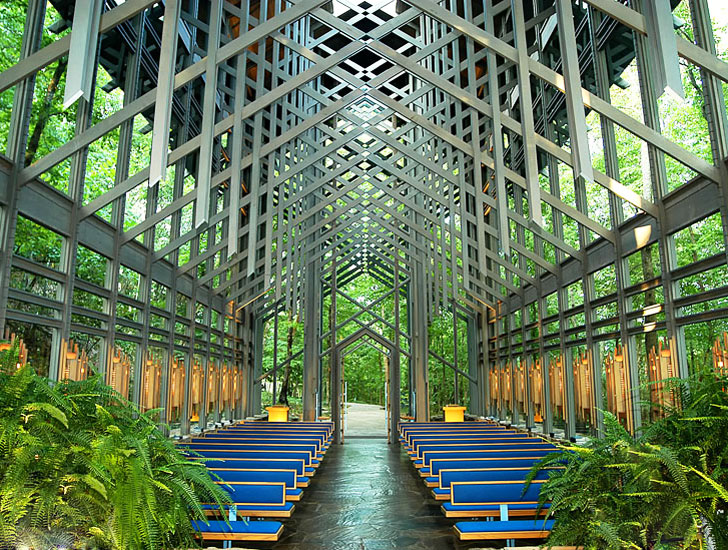 The Olde Mill: Thorncrown Chapel: An indigenous pine truss system ...