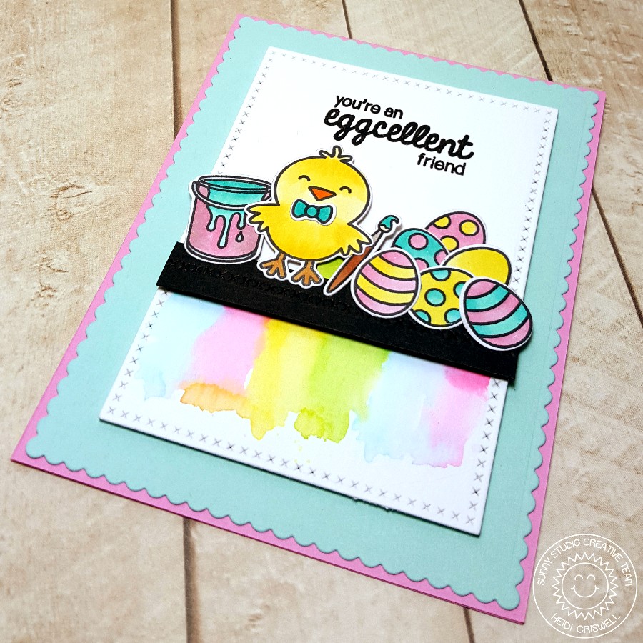 Sunny Studio: You're An Eggcellent Friend Easter Chick Card with Heidi