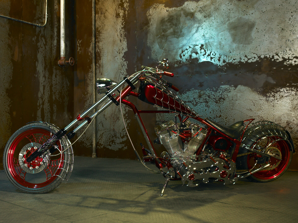 harley-davidson chopper, theme-spiders