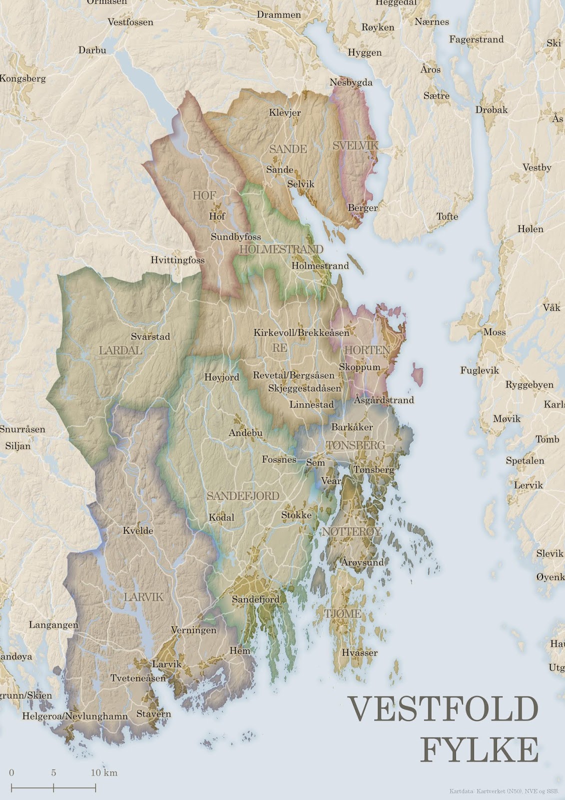 Kart og grafer om alt: Vestfold og referansekart