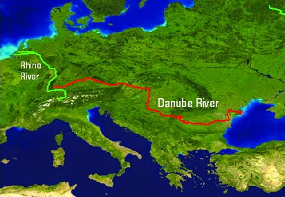 Map Of Danube And Rhine Rivers