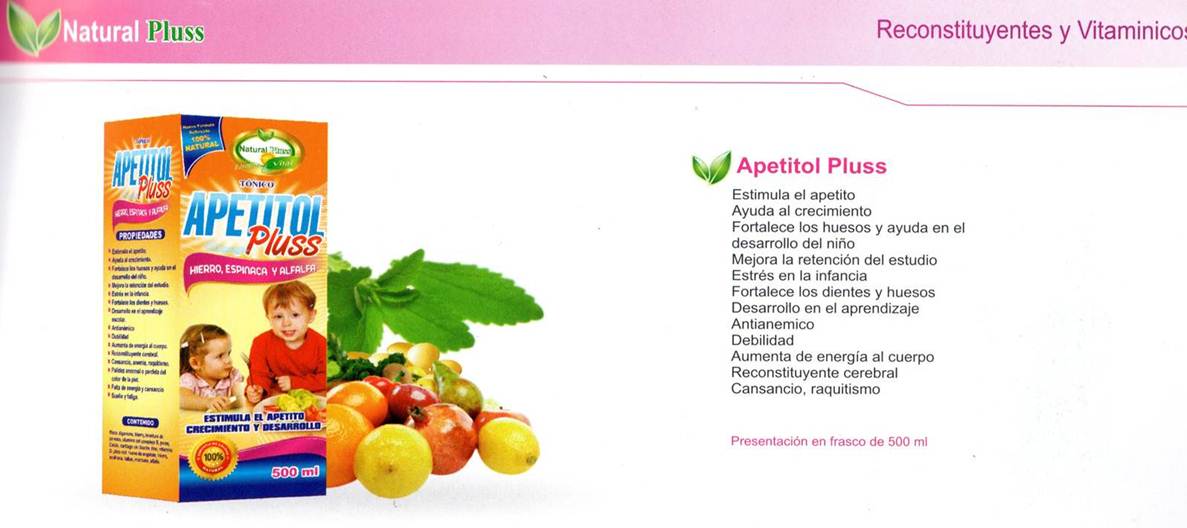 APETITOL PLUSS HIERO ESPINACA Y ALFALFA NATURAL PLUS MAS NATURAL IMPLAME