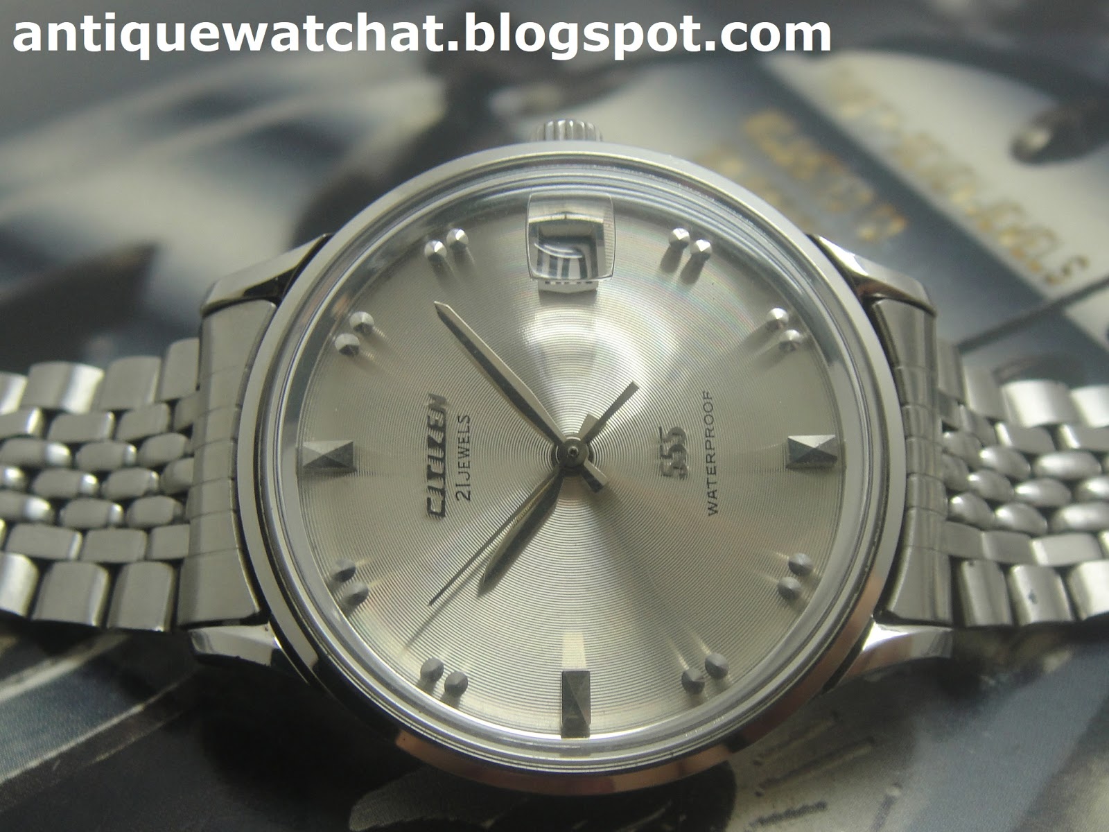 Antique Watch Bar: CITIZEN 555 WATERPROOF 21 JEWELS HAND WINDING WATCH ...