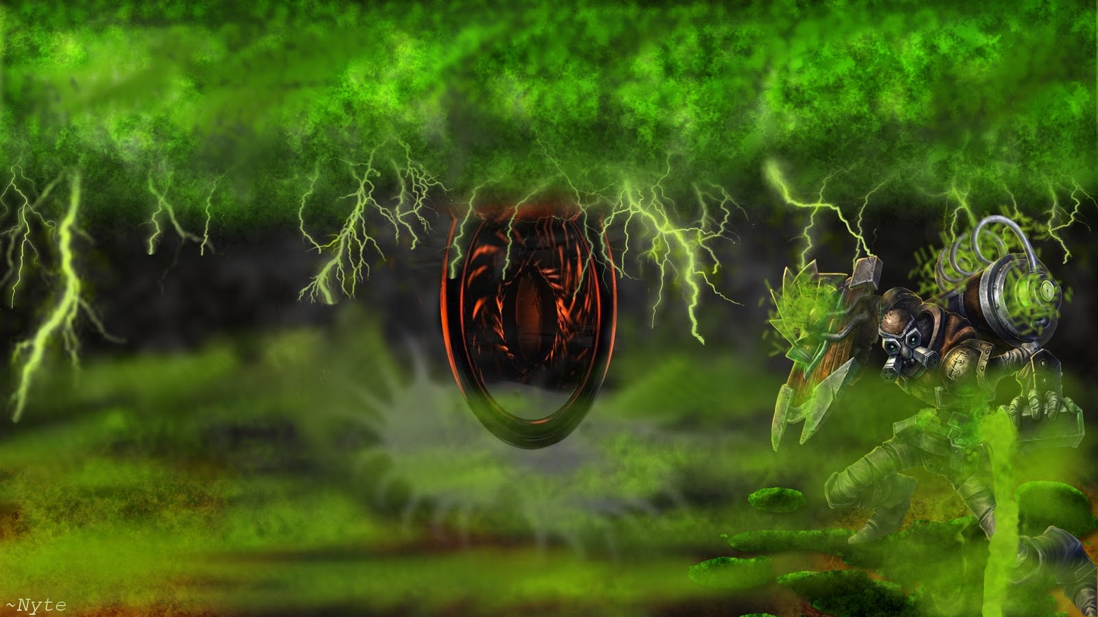 League of Legends Wallpaper: Singed Opening a Portal to Hell