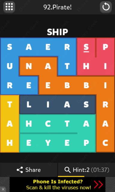 Words Block! - Level 92 (Pirate!) ~ Doors Geek