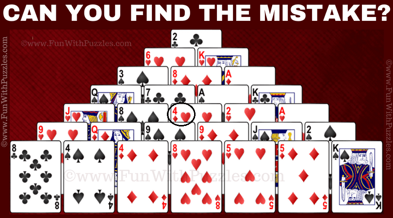 Challenging Mistake Finding Picture Riddle: Cards Puzzle