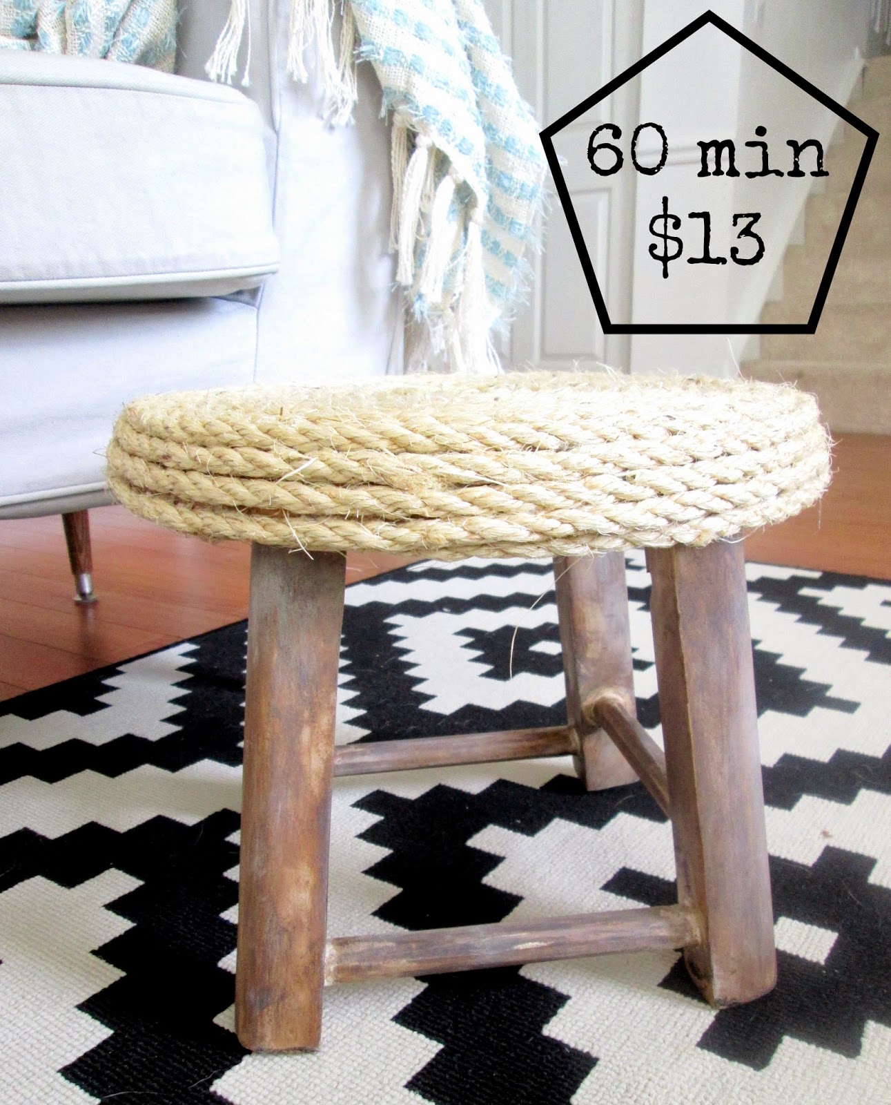 Chelsea's Garage: DIY - Rustic Rope Footstool