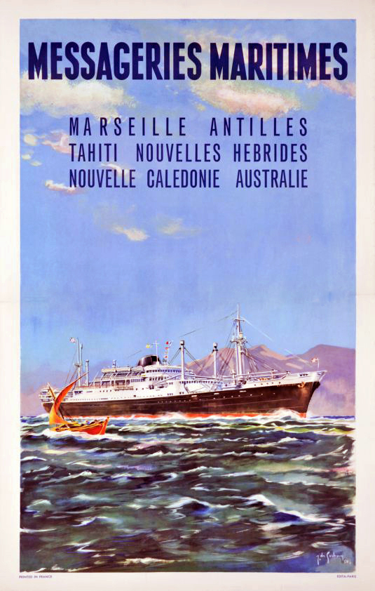 transpress nz: Messageries Maritimes ship posters from the 1950s