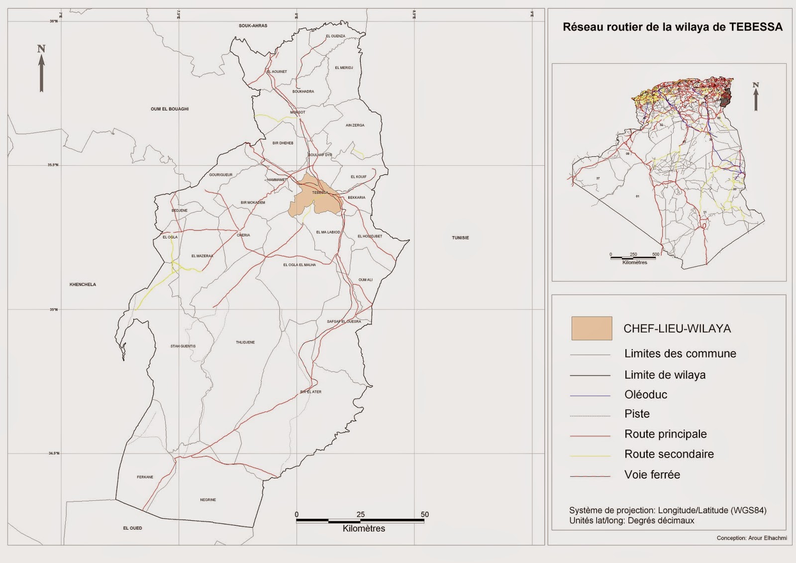 Découpage administratif de l'Algérie & Monographie: Carte du réseau ...