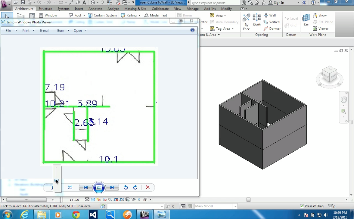 OpenCV FUN: Opencv turning sketch into 3d model - revit wall