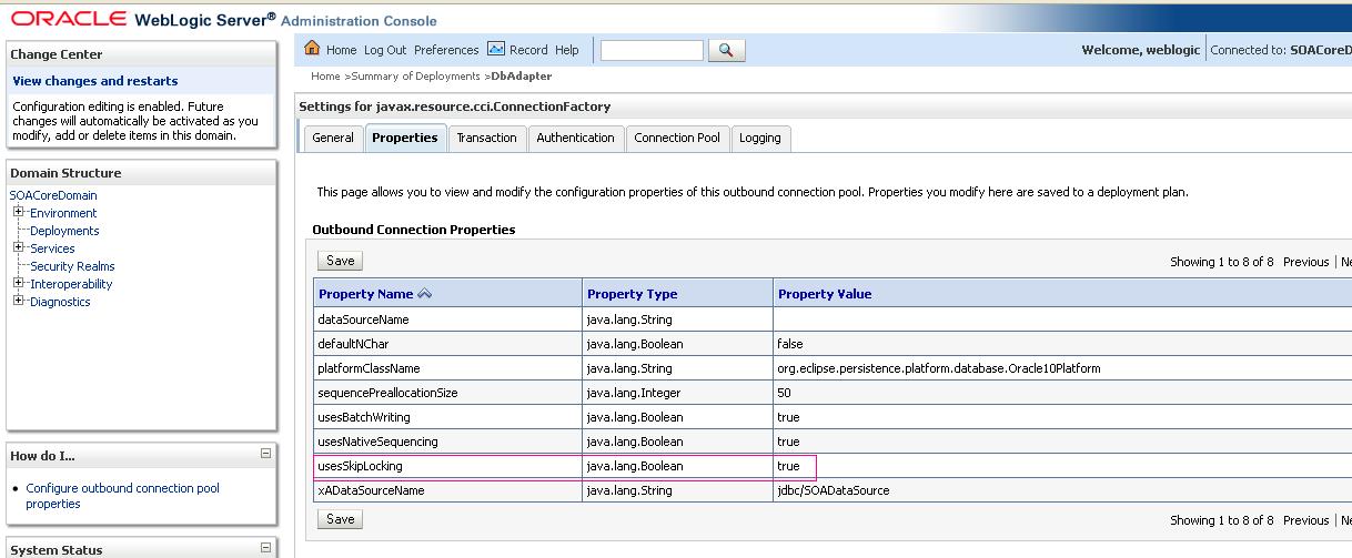 Oracle Soa Suite Skip Locking For Dbadapter Connection Factories In Clustered Environments