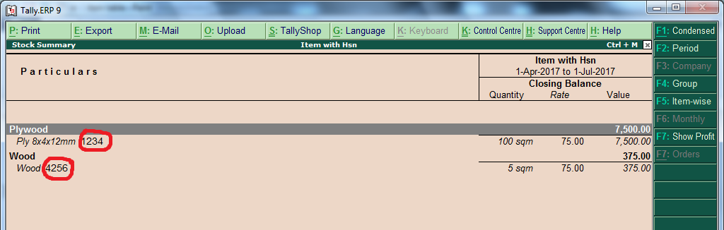 Aasan Solution: HSN with Item Table and HSN With Item in Stock Summary