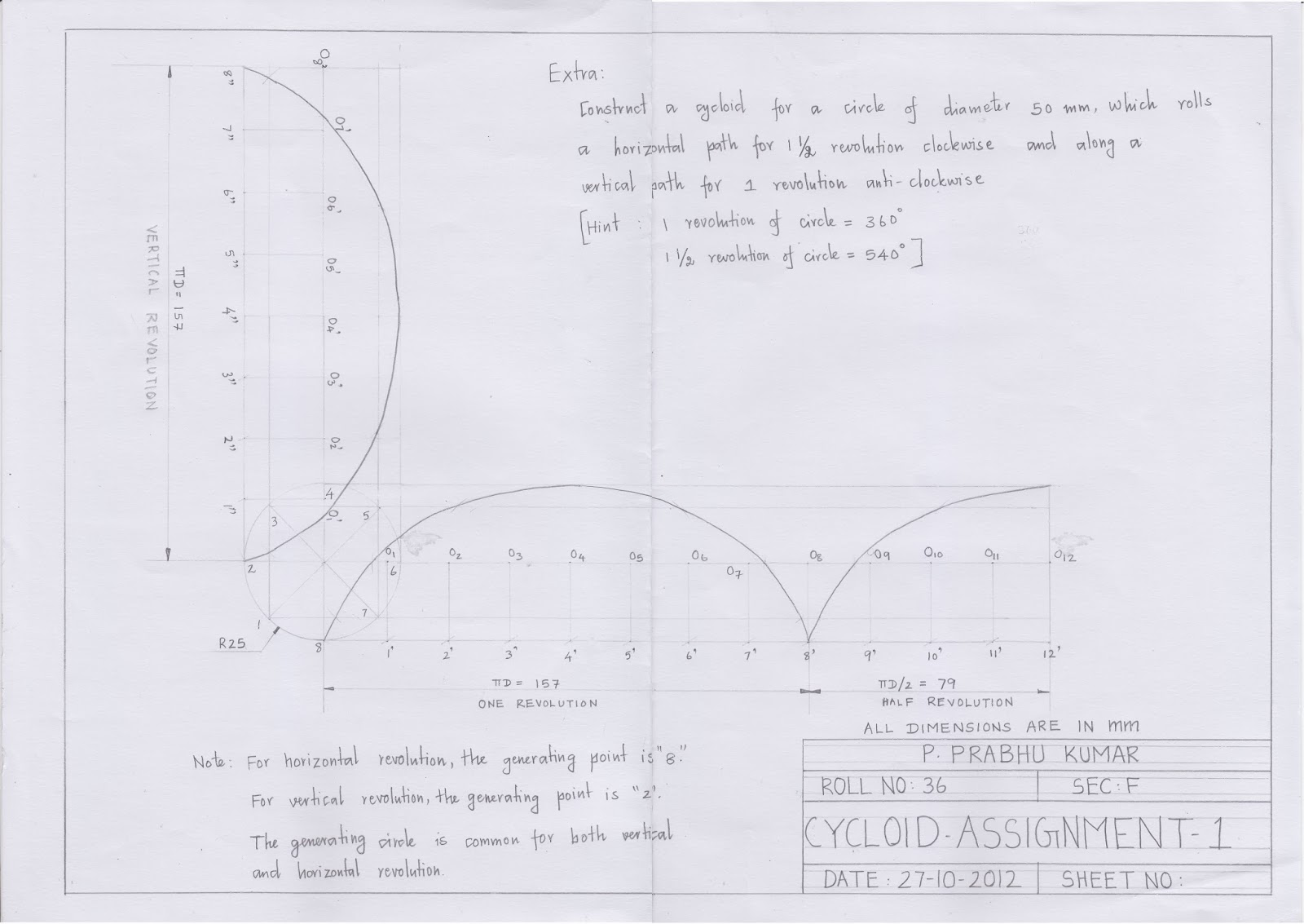 engineering graphics for engineers: construction of cycloid