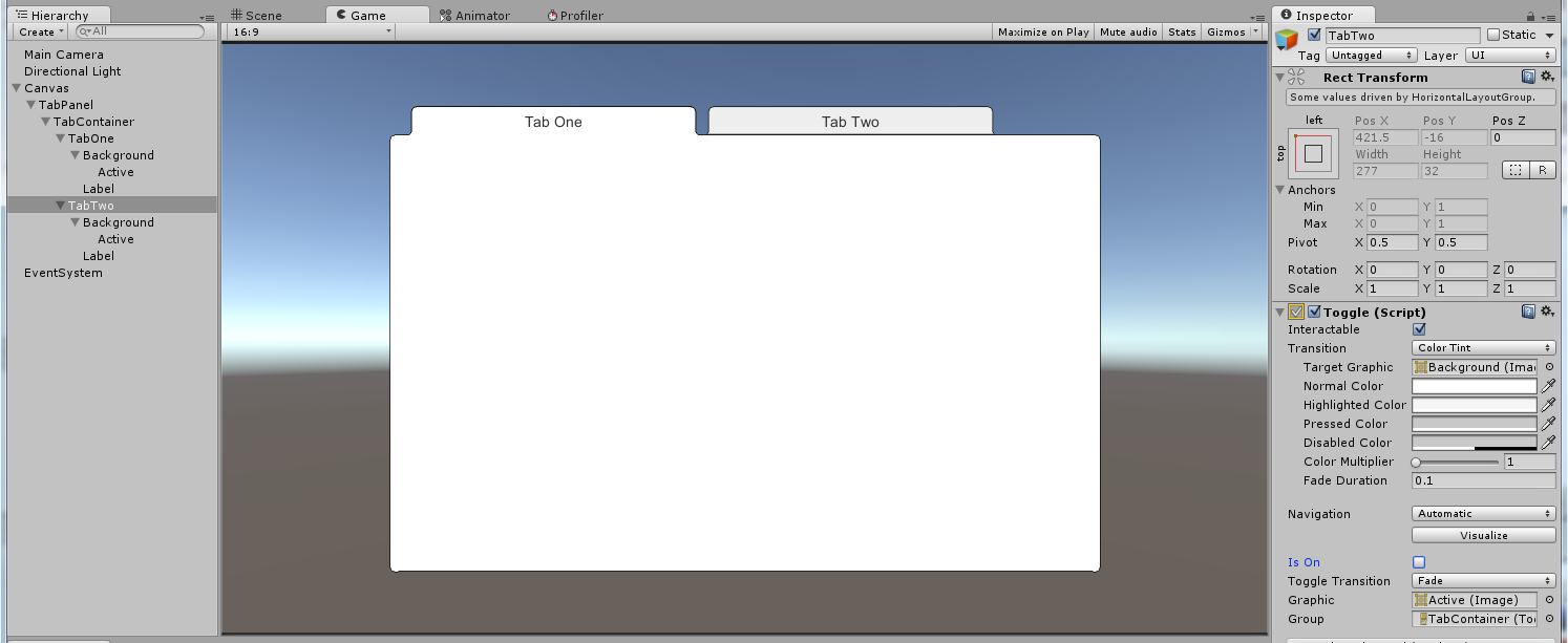 Mateodon: Unity UI: Easy Tabs (no scripting)