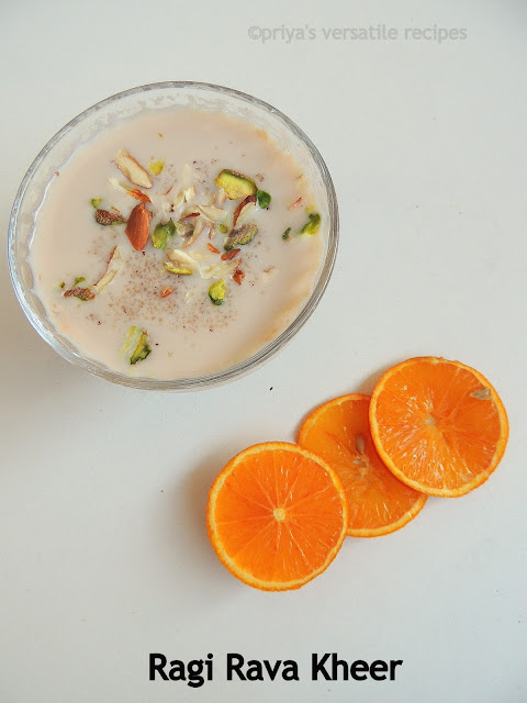Priya's Versatile Recipes: Ragi Rava Kheer