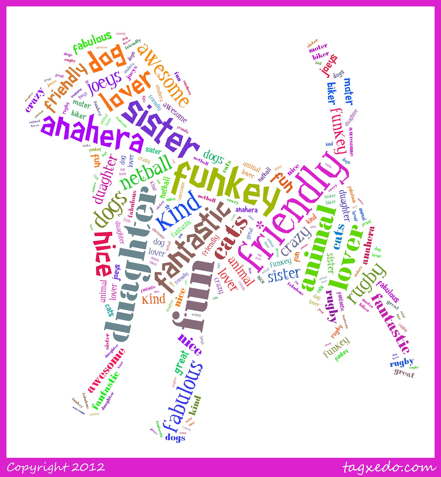 Anaheras Wildlife Adventures: My Dog Tagxedo!