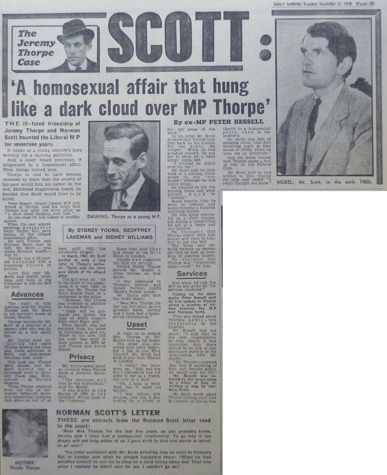 Hold The Front Page: Thorpe on Conspiracy to Murder Charge