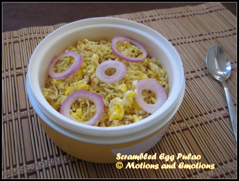 Scrambled Egg Pulao /Egg Bhurji Pulao - Motions and Emotions - Food Diary