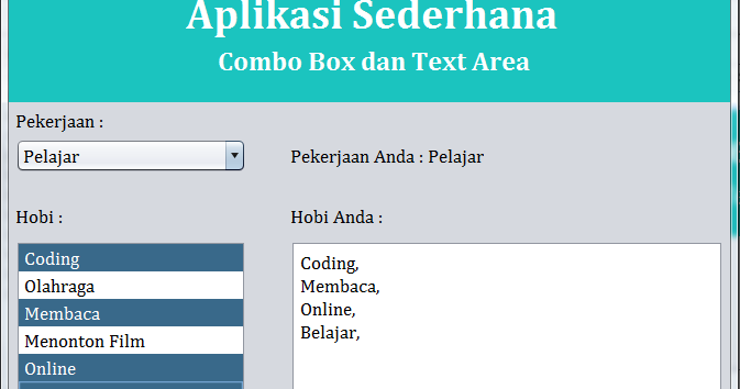 Aplikasi Sederhana Combo Box dan Text Area pada JAVA