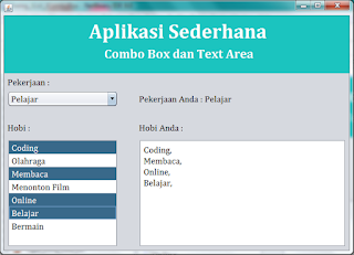 Aplikasi Sederhana Combo Box dan Text Area pada JAVA