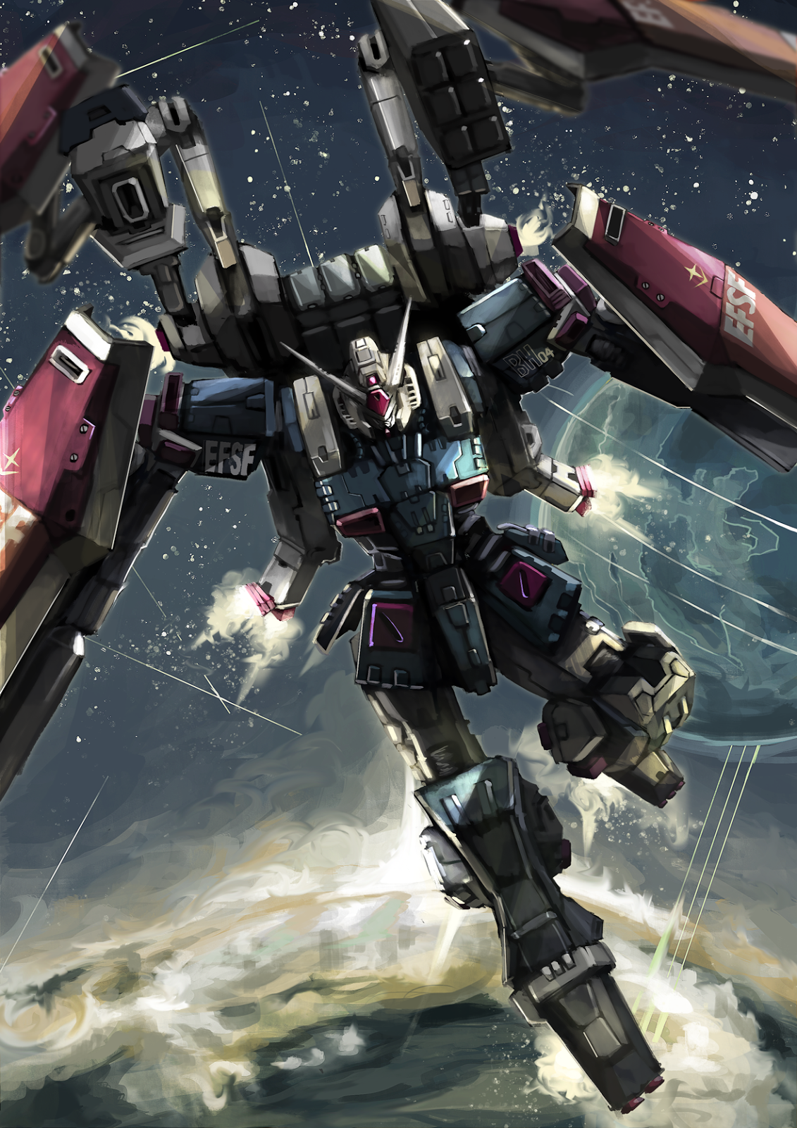 Gundam art, Gundam, Thunderbolt gundam