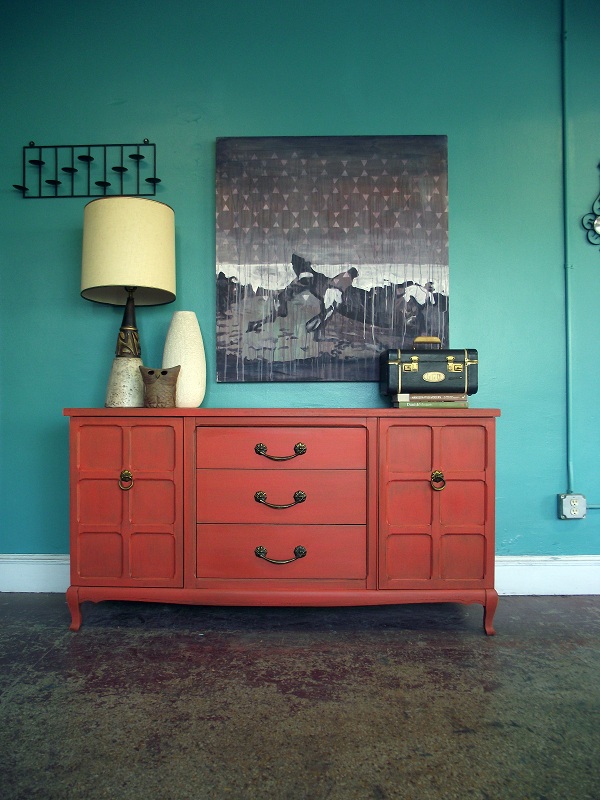 Vintage Ground: Vintage / Farmhouse Style Distressed Orange Buffet ...