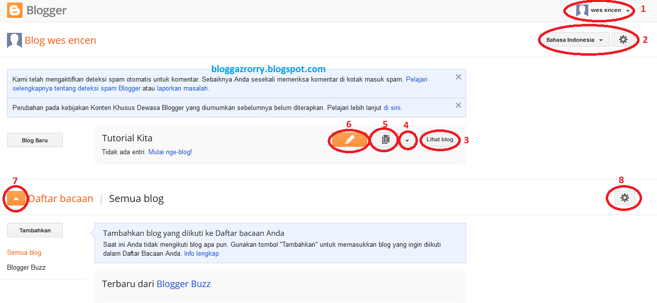 Penjelasan dan Fungsi Menu atau Fitur pada Blogger (2015) | Belajar Bersama