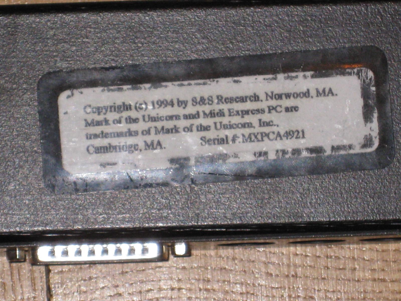 Infrequent Sound [sex.tex] technology: MOTU Midi Express PC [4x6 Midi ...