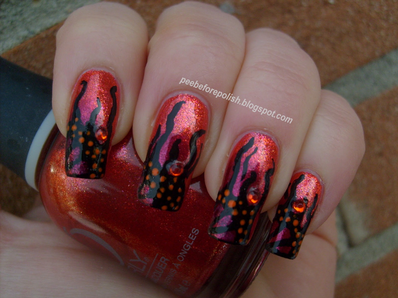 Pee Before Polish: Nail art time: Hello 911? I'm on fire!