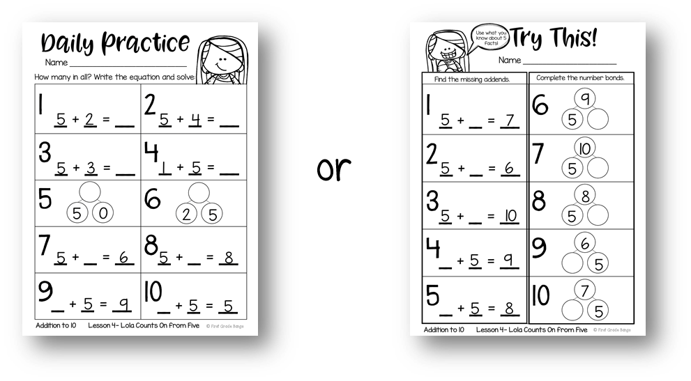 Addition to 10....Just the Basics! | First Grade Bangs