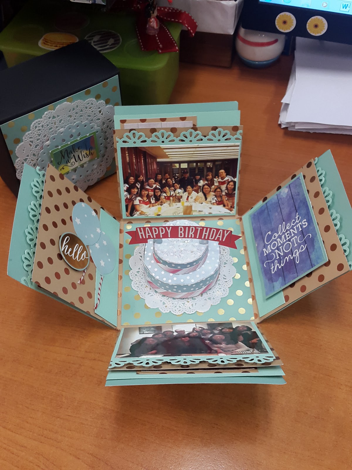 Explosion Box Card with Birthday Cake and Cake Topper