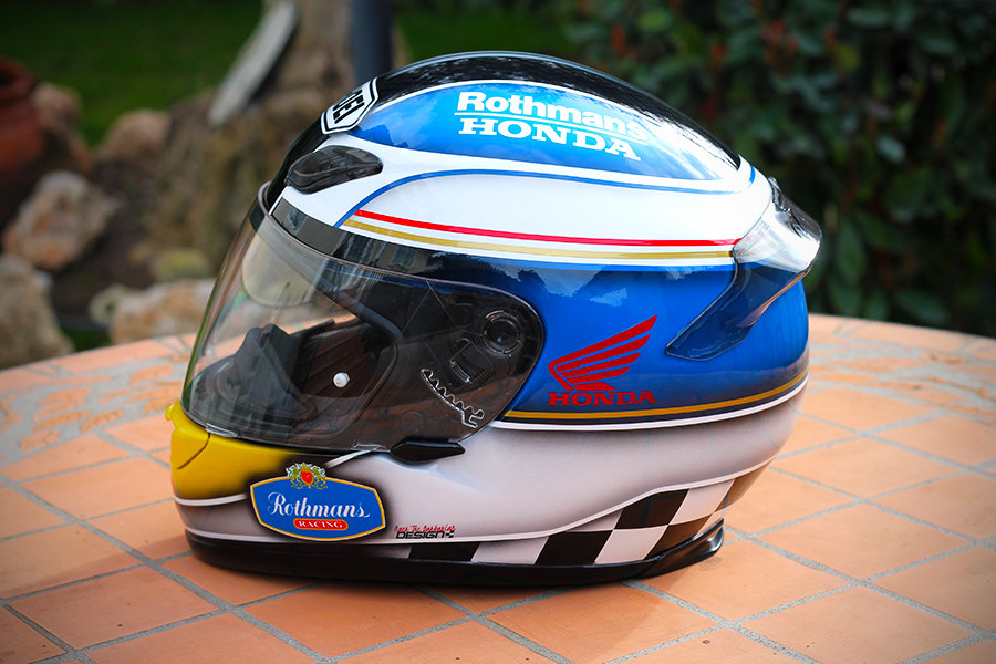 Racing Helmets Garage: Shoei XR-1000 "Rothmans Honda" by RAER The Barbarian