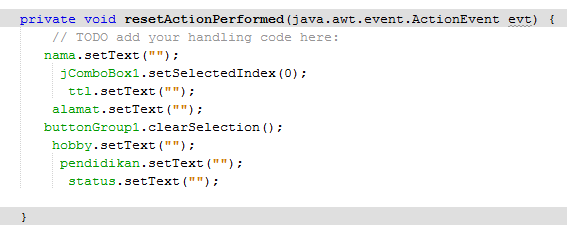 Program Biodata Diri Menggunakan Java NetBeans
