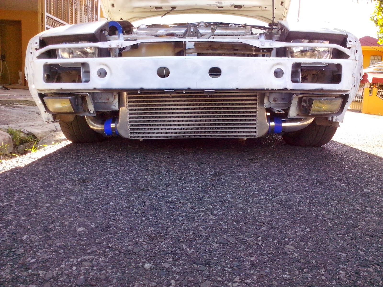 2JZ RX7 SWAP: Front Mount Intercooler installed.